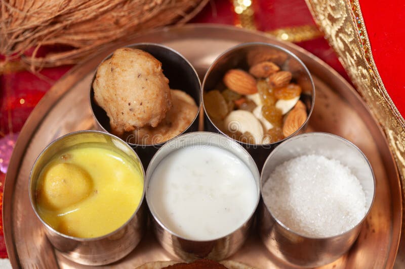A Plate of Prasadam Ready for Indian Hindu Puja Stock Photo - Image of ...