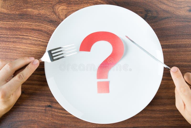 Plate with a Question Mark on Desk Stock Photo - Image of equipment ...