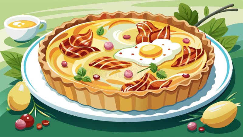 A Plate of Quiche Lorraine, a Savory Tart Made with Eggs, Cream, Bacon ...