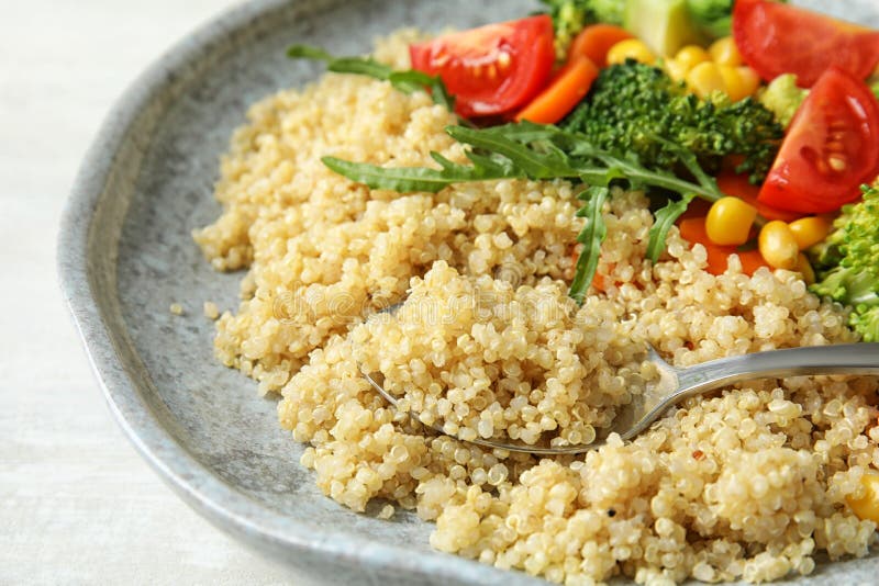 Plate with Quinoa and Different Vegetables on Table Stock Image - Image ...