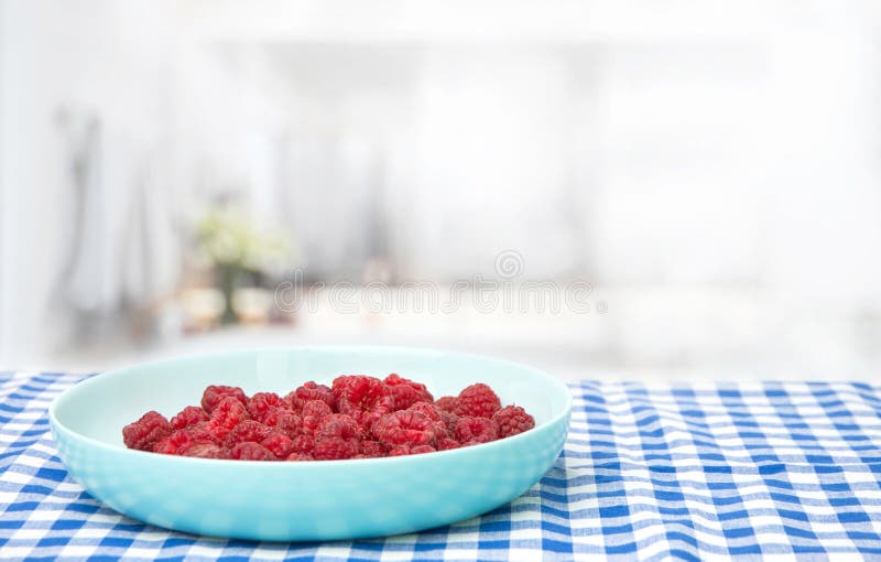 Plate with Raspberries on the Table Stock Image - Image of berry, cake ...