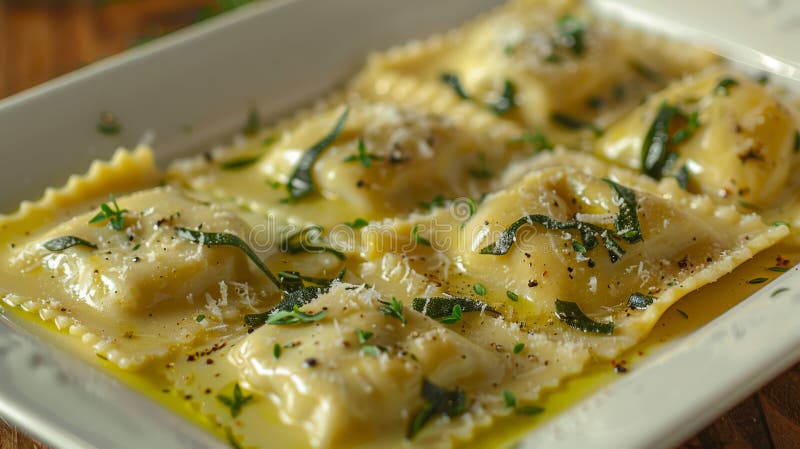 Plate of Ravioli with Herbs and Cheese Stock Photo - Image of dining ...