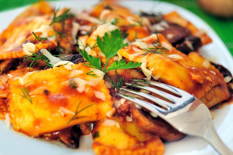 Plate with ravioli stock photo. Image of fork, cuisine - 44083290