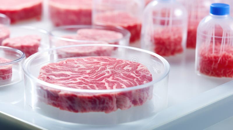 A Plate of Raw Meat Next To a Tray of Raw Meat, Meat Sample in Modern ...