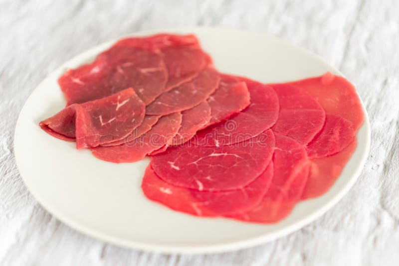 A Plate of Red Meat with a White Background Stock Photo - Image of beef ...
