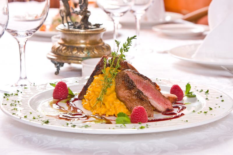 Plate at Restaurant with Meal Stock Image - Image of meal, light: 7601679