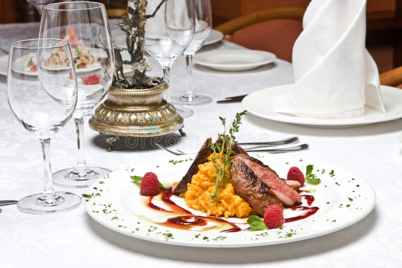 Plate at restaurant stock image. Image of served, pumpkin - 7601795