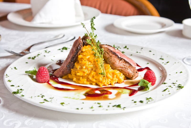 Plate at Restaurant with Meal Stock Image - Image of meal, light: 7601679