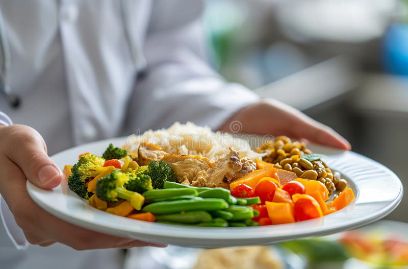 Plate of Rice Chicken and Vegetables Stock Image - Image of chicken ...