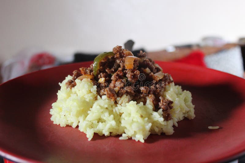 Plate of rice stock photo. Image of meat, served, blantyre - 135621658