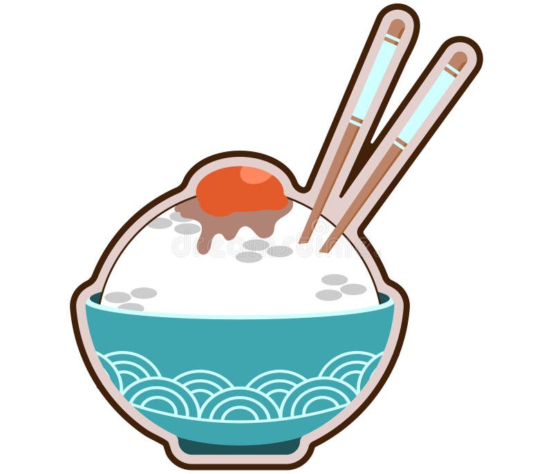 A Plate of Rice with Japanese Patterns. Stock Illustration ...