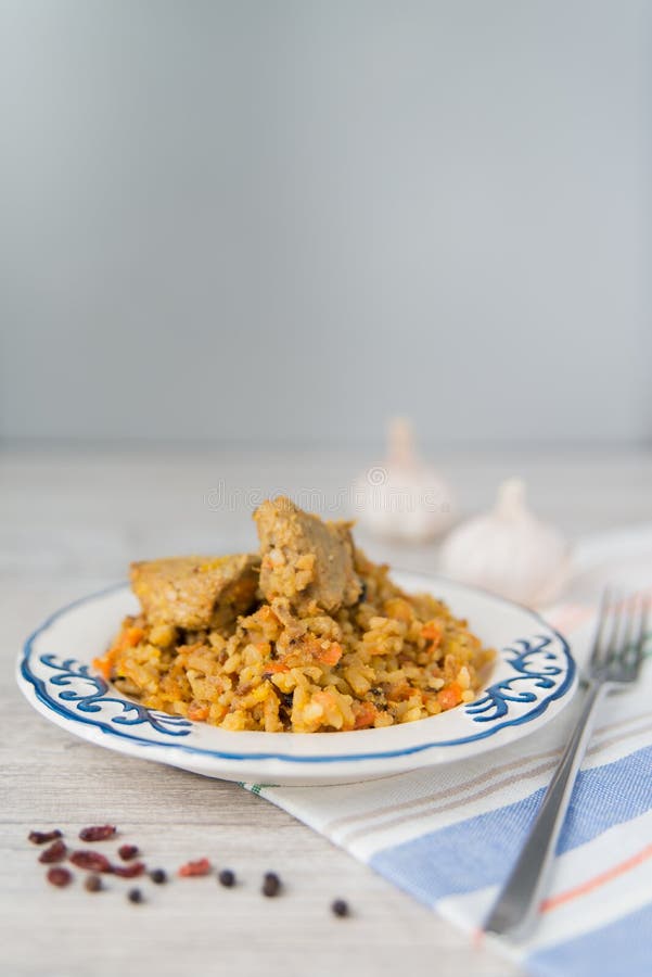 Plate of Rice and Meat Dish Pilau Stock Photo - Image of food, pilau ...