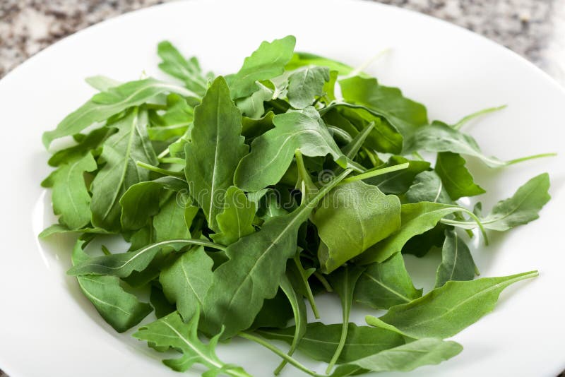 Plate with Salad Rocket Leaves Stock Photo - Image of rocket, snacks ...