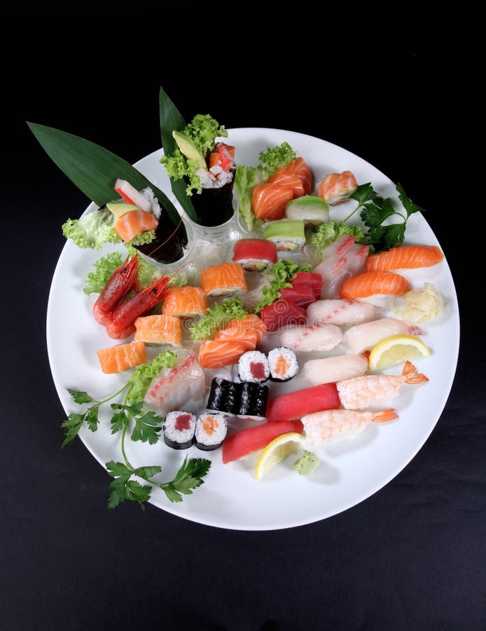 Plate of sashimi stock photo. Image of beans, rice, salt - 56959254