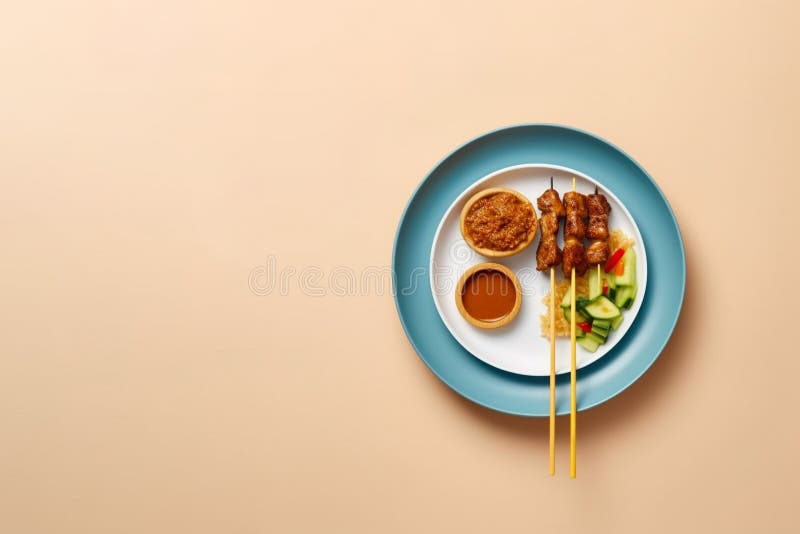 A Plate of Satay on a Simple Background, Generative AI Stock ...