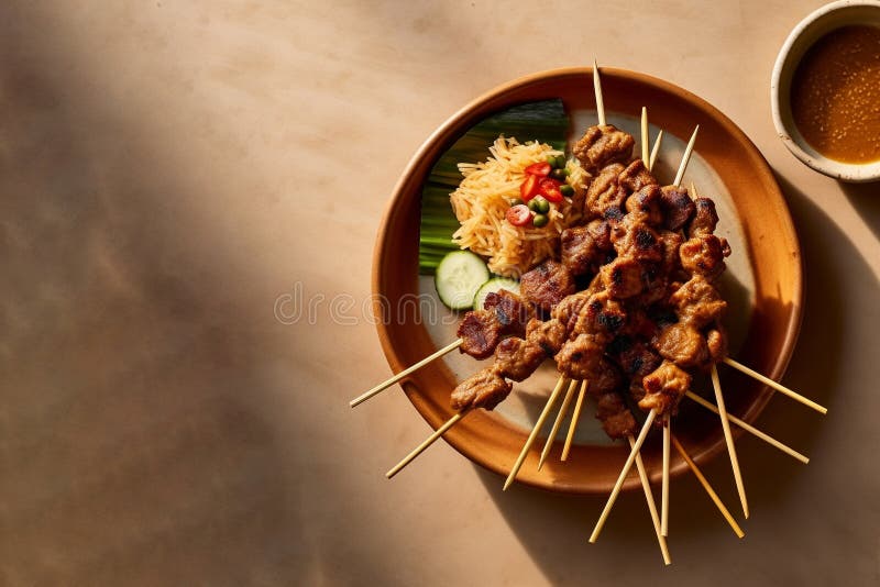 A Plate of Satay on a Simple Background, Generative AI Stock ...