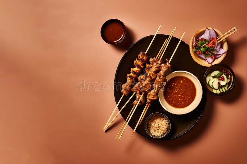 A Plate of Satay on a Simple Background, Generative AI Stock ...