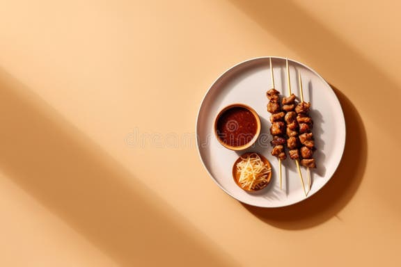 A Plate of Satay on a Simple Background, Generative AI Stock ...