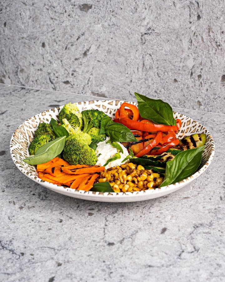 Plate of Sauteed Vegetables with Mascarpone Cheese Stock Photo - Image ...