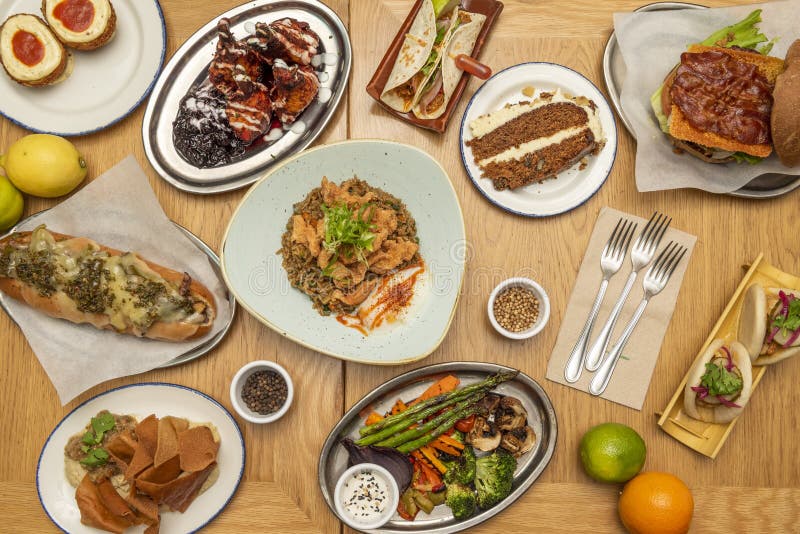 Plate Set With Delicious International Recipes With Carrot Cake