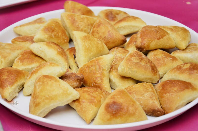 On the Plate Several Mini Esfiha for the Birthday Stock Photo - Image ...