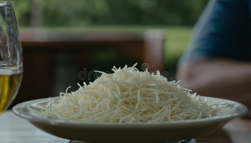 A Plate of Shredded Cheese on a Table Stock Illustration - Illustration ...