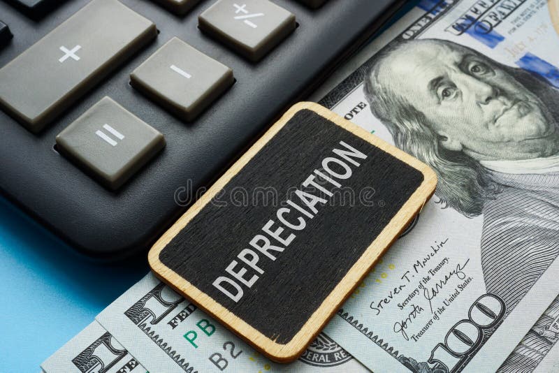 Plate with Sign Depreciation on the Cash. Stock Image - Image of ...