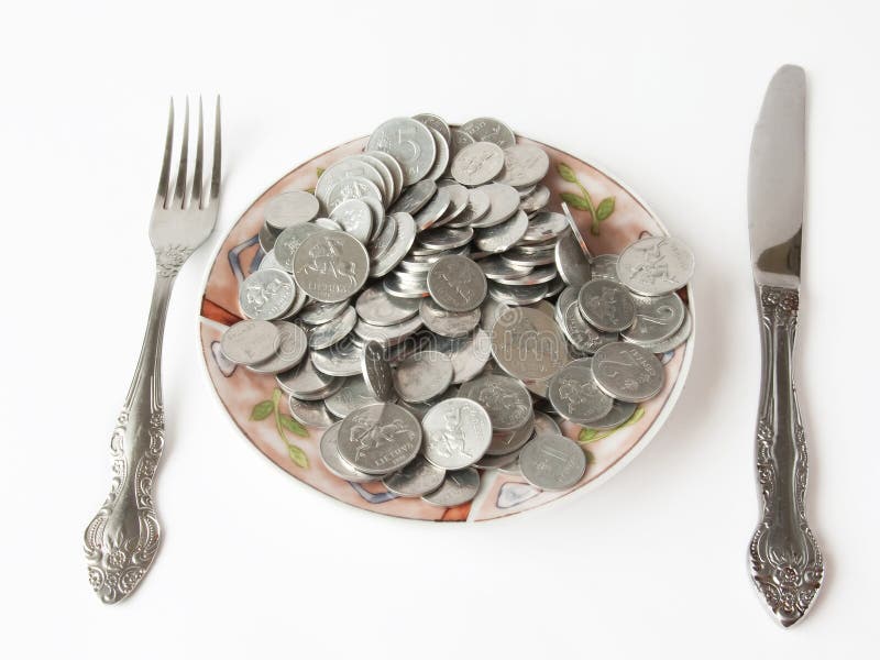 Plate of silver coins over stock image. Image of finance - 14152717