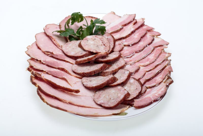 Plate of smoked meat stock photo. Image of food, dinner - 48737010