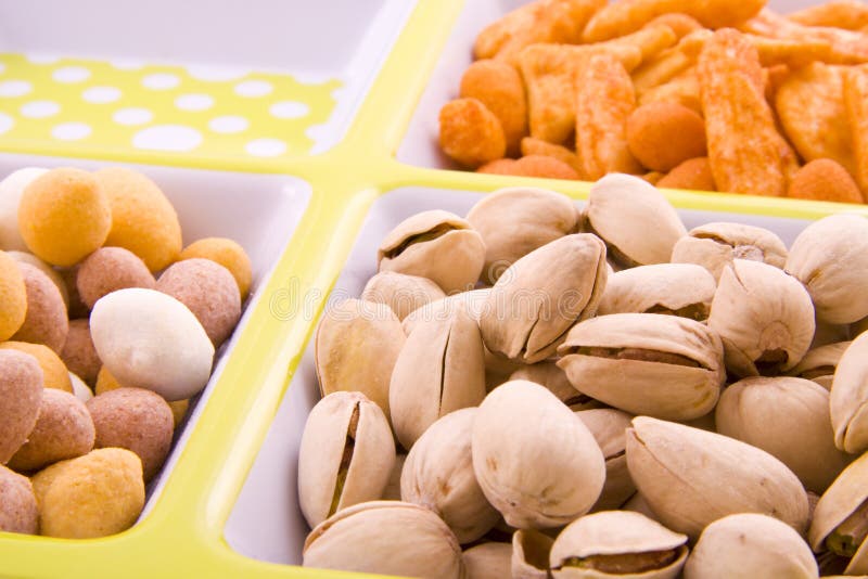 Plate with snacks stock image. Image of crunchy, peanuts - 13142447