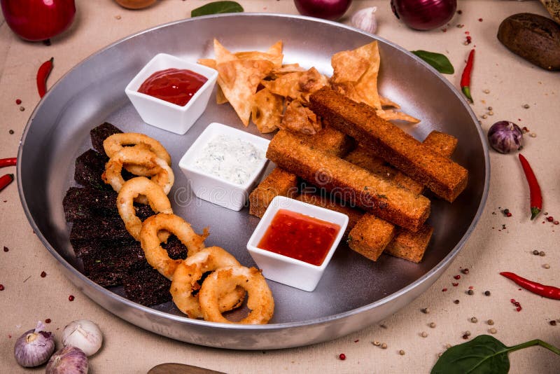 Plate with snacks stock image. Image of sticks, appetizer - 10816213