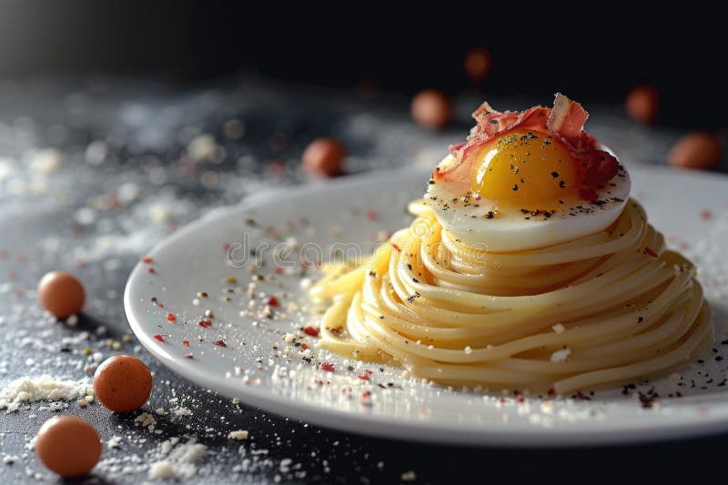 A Plate of Spaghetti with an Egg on Top, Simple yet Satisfying Meal ...
