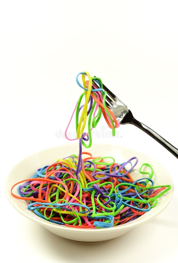 Plate of Spaghetti Made of Rubber Bands Stock Photo - Image of palette ...