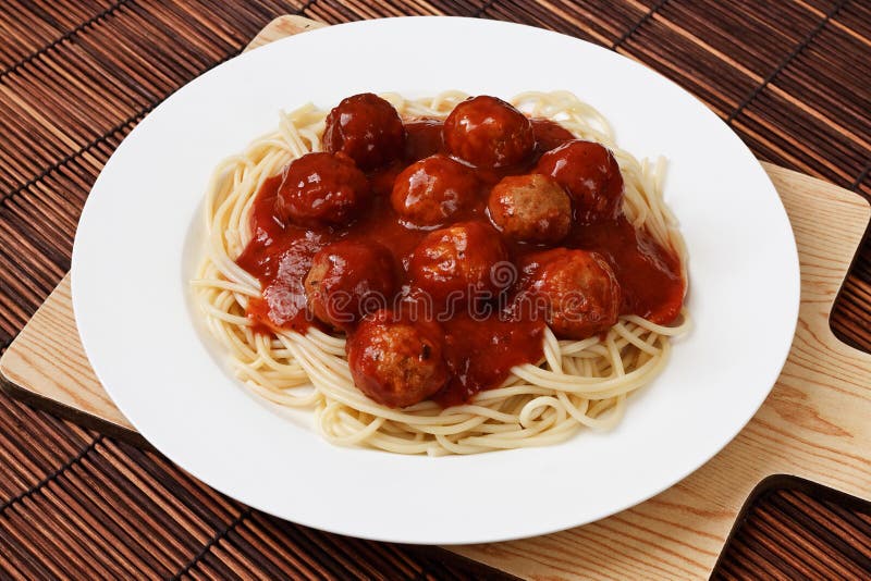 Plate of Spaghetti and Meatballs Stock Photo - Image of italian ...