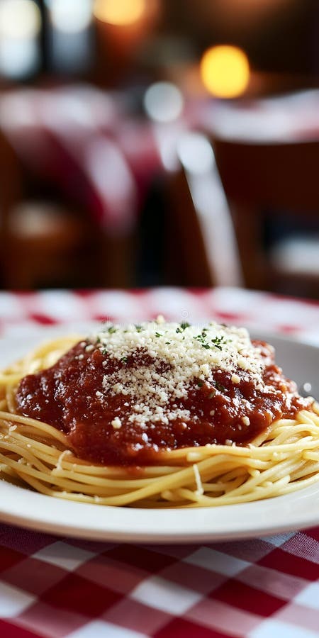 Plate of Spaghetti with Red Sauce Stock Illustration - Illustration of ...