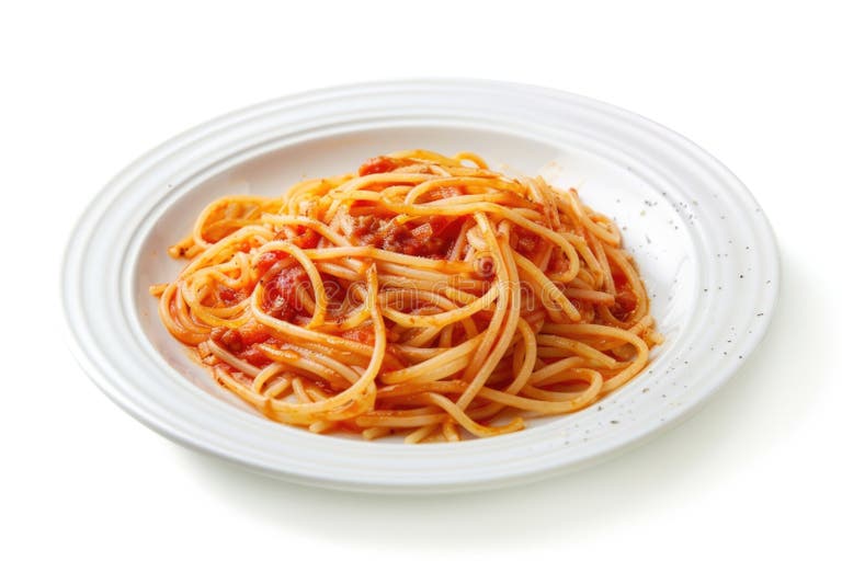 A Plate of Spaghetti with Tomato-based Sauce, Ready To Be Served Stock ...