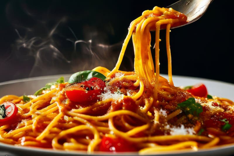 A Plate of Spaghetti with Tomato Sauce and Cheese Stock Photo - Image ...