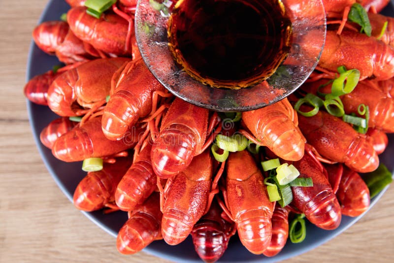 A plate of spicy crayfish stock image. Image of saliva - 253538877