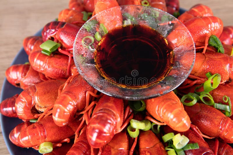 A plate of spicy crayfish stock photo. Image of gourmet - 253538890