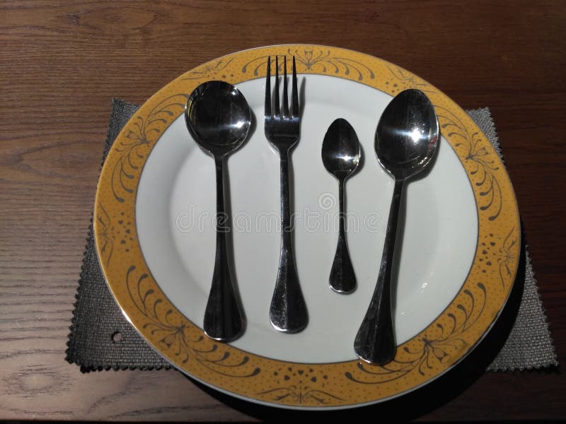 Plate and spoon stock image. Image of fork, plate, food - 85959517