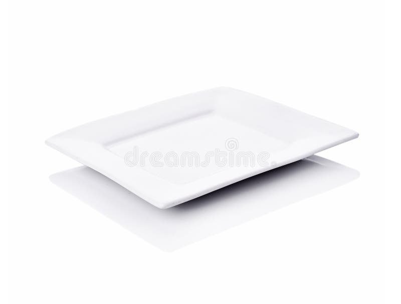 Plate Square Empty on White Background Stock Image - Image of saucer ...
