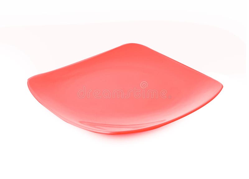 Plate Square Red Empty on White Background Stock Image - Image of ...