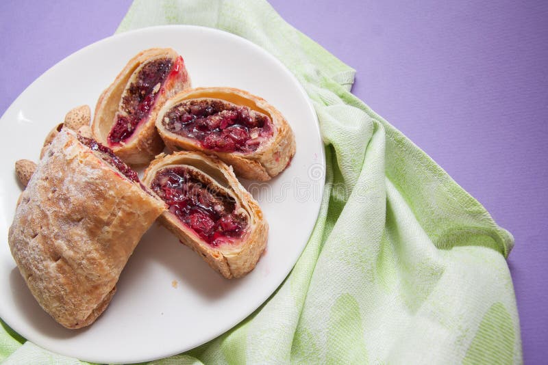 Plate of strudel stock photo. Image of cookbook, close - 72963238
