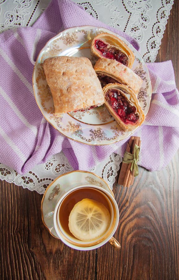 Plate of strudel stock photo. Image of dessert, bran - 72965838