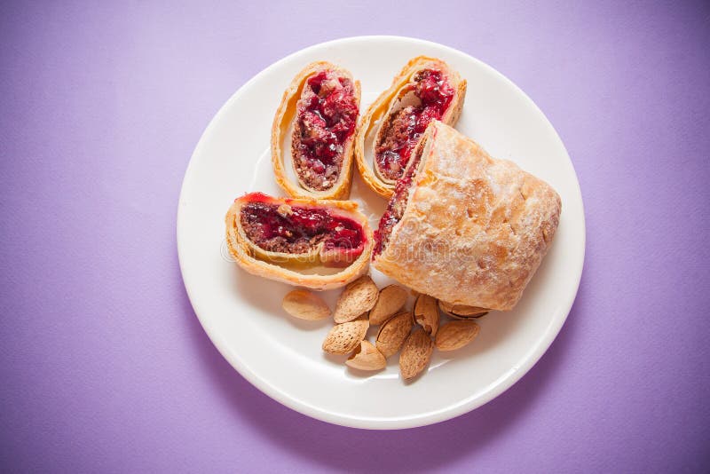 Plate of strudel stock image. Image of bran, cereal, fresh - 75031973