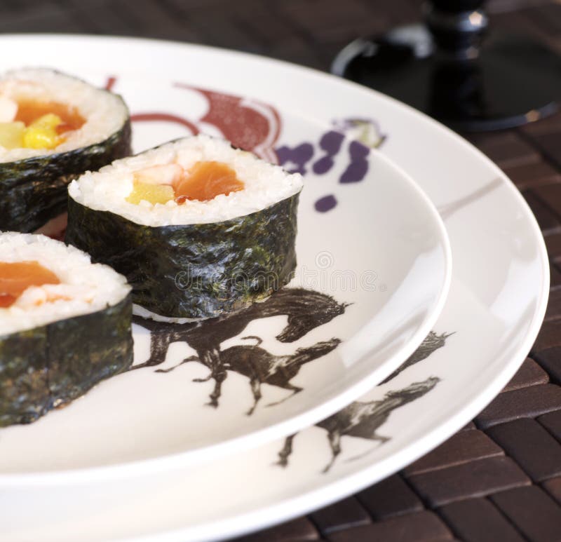 Plate of suchi stock image. Image of catering, restoration - 11100205