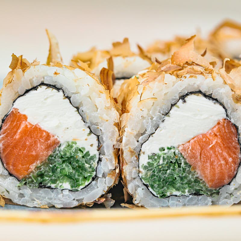 Plate of Sushi with National Flag Garnish Stock Photo - Image of food ...