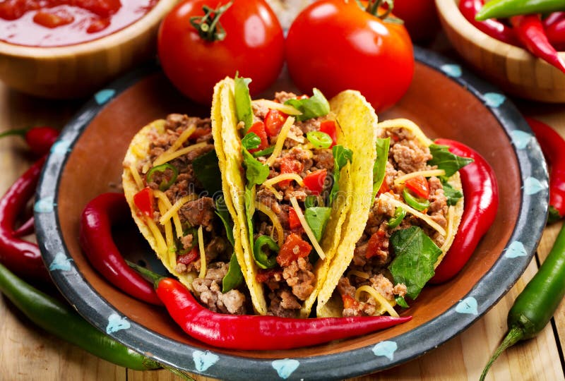 Plate with taco stock image. Image of salsa, spicy, fast - 29008961