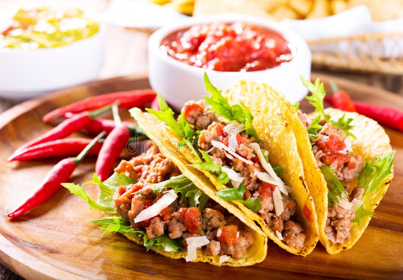 Plate of tacos stock photo. Image of tacos, meat, sauce - 44057170