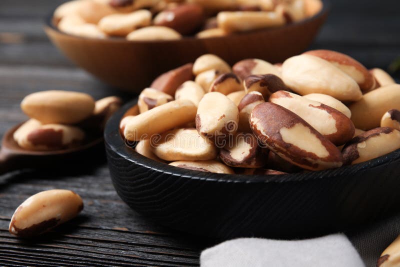 Plate with Tasty Brazil Nuts on Table Stock Image - Image of object ...